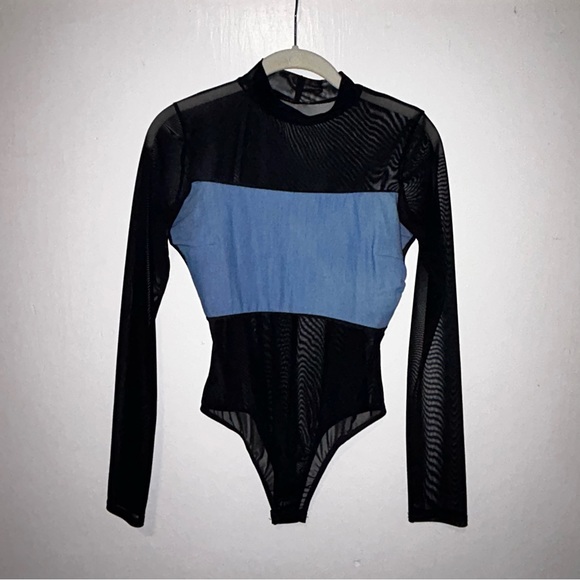 Missguided | Tops | Denim Mesh Bodysuit | Poshmark
